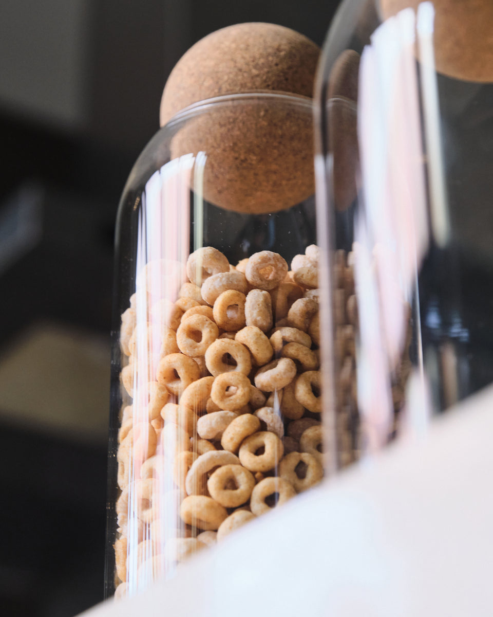 Alvaro Glass Bottle with Cork Ball Top – Crane Living