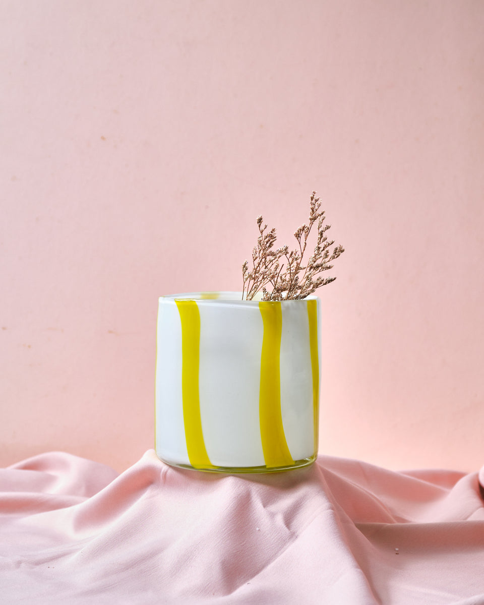 Lou Yellow and White Stripes Straight Vase – Crane Living