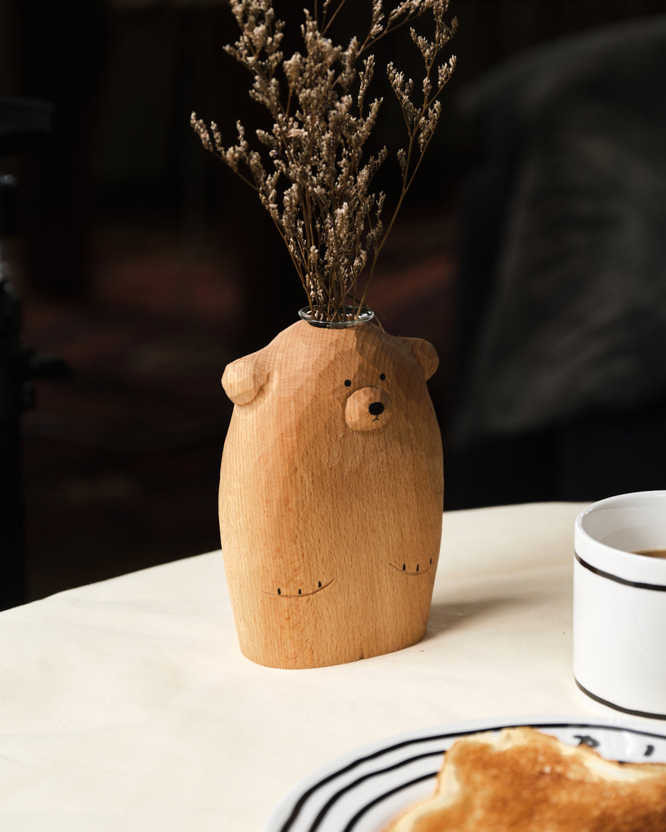 Wooden Bear Vase – Crane Living